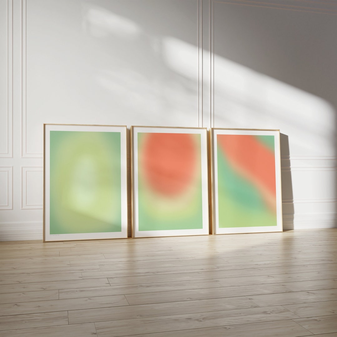 Set of 3 Aura Peach Gradient Girly Trendy Poster Set, Wall Art Aura ...