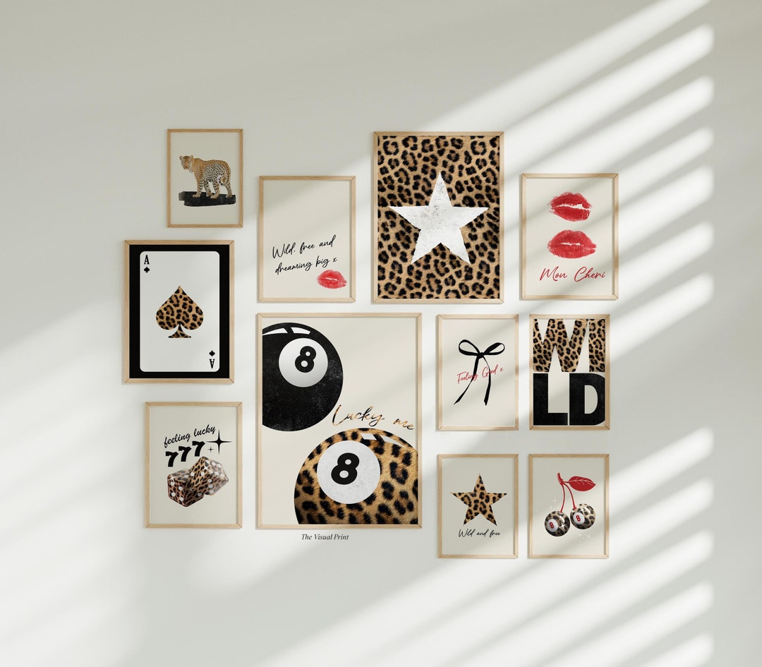 Set of 12 Leopard Trendy Aesthetic Print Mega Bundle, Lucky 8 Ball ...