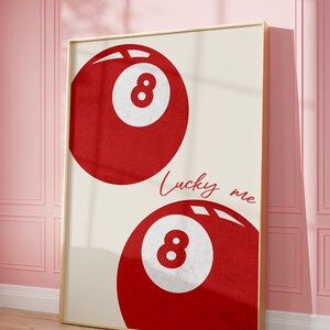 8 Ball Feeling Lucky Red Trendy Print, Dorm Apartment Girly Lucky Me ...