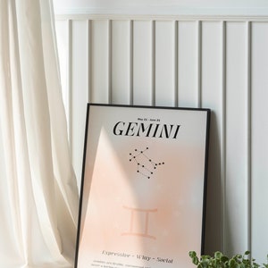 Gemini Zodiac Aura Gradient Poster Digital Download Wall Art Print ...