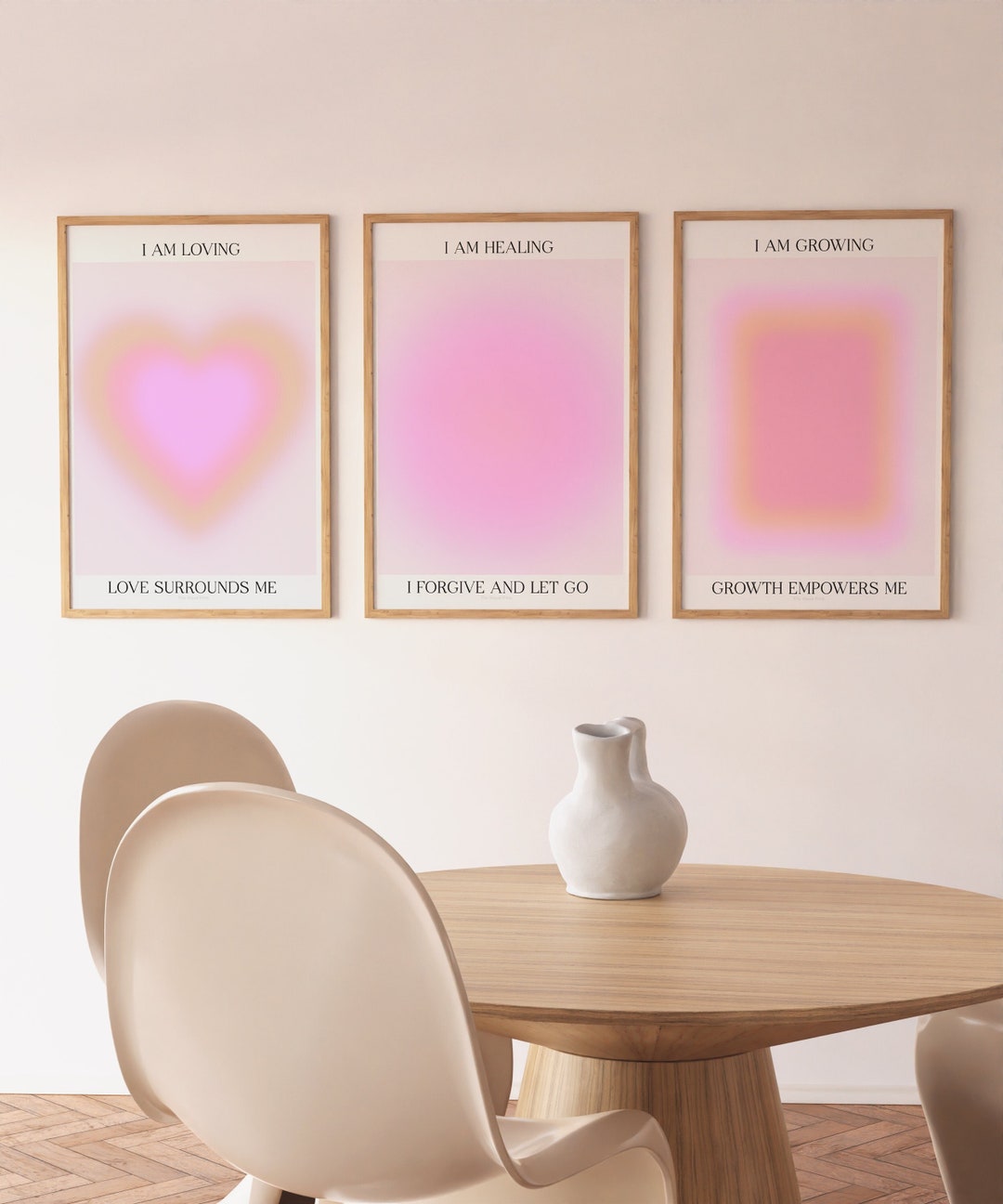 Set of 3 Pastel Aura Gradient Pink Self Love Growth Affirmation Mind ...