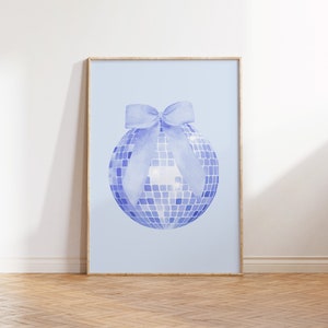 Set of 6 Coquette Light Blue Bows Disco Ball Trendy Printable Gallery ...