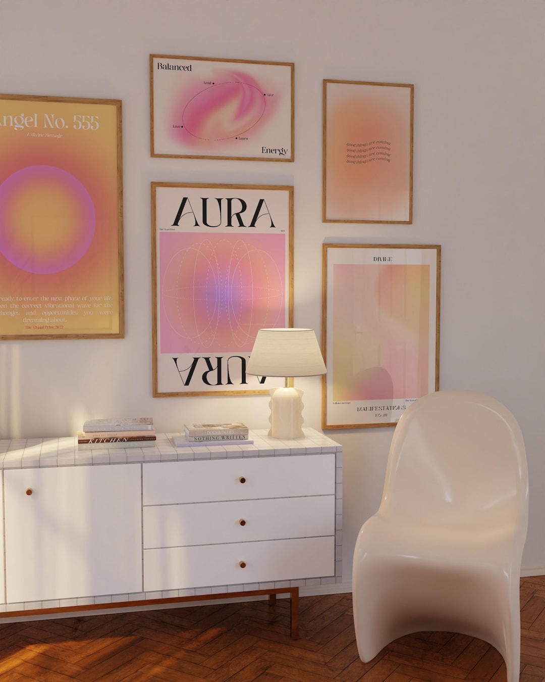 Aura Gradient Trendy Spiritual 555 Energy Wall Poster Set, Digital ...