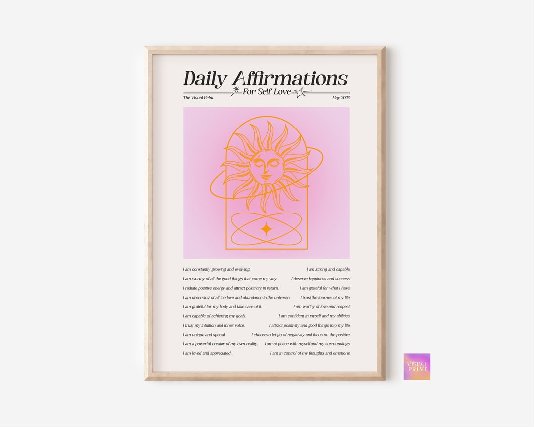 Pink Retro Daily Affirmations Gratitude Aura Gradient Poster, Dorm Room ...