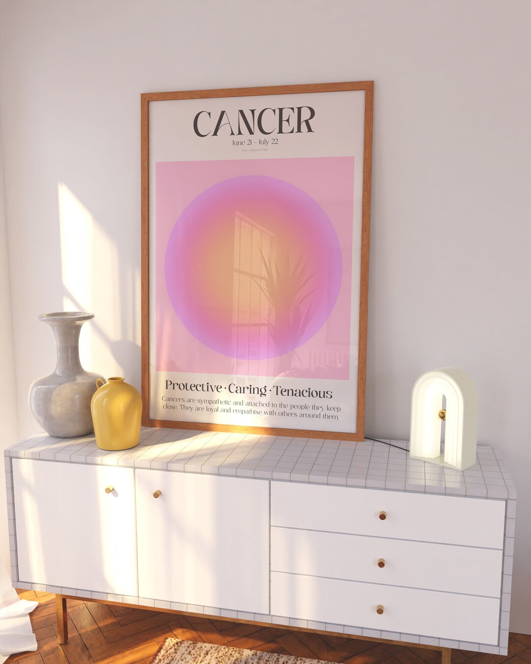 Cancer Zodiac Gradient Aura Pastel Pink Trendy Wall Art Decor Poster ...