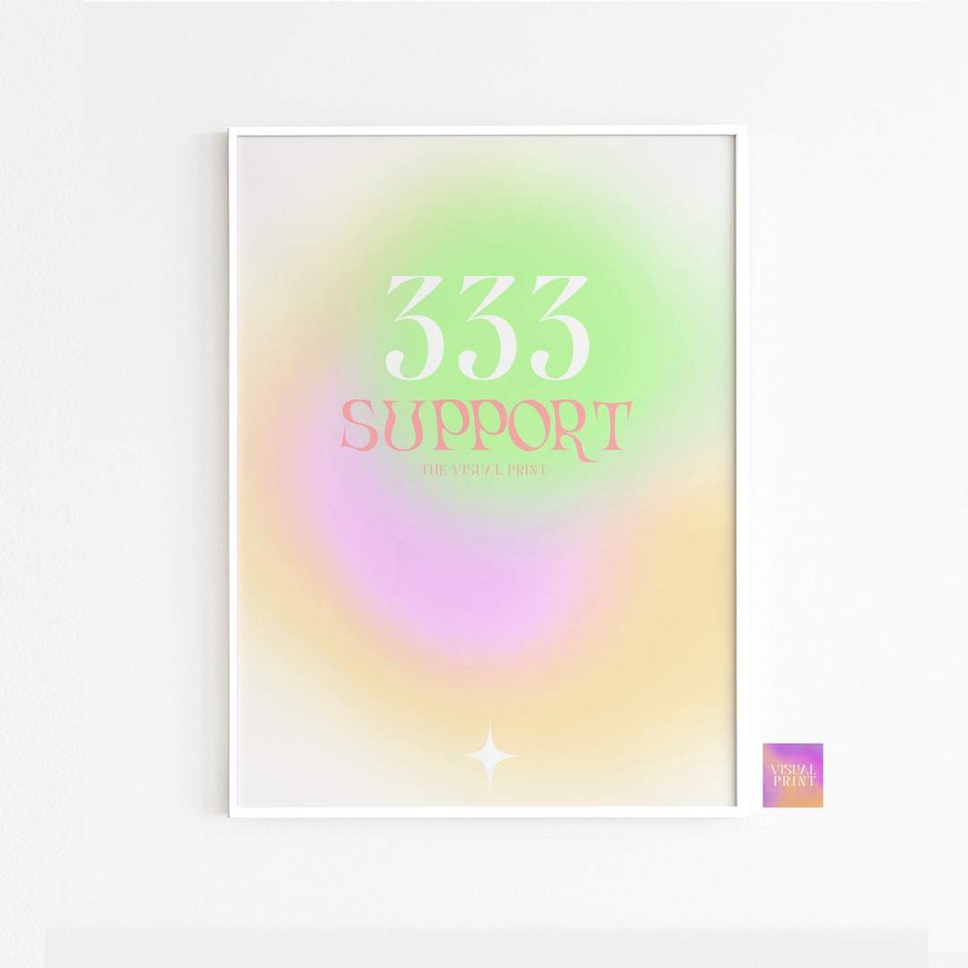 Angel Number 333 Glow Gradient Trendy Aesthetic Spiritual Wall Art Dorm ...