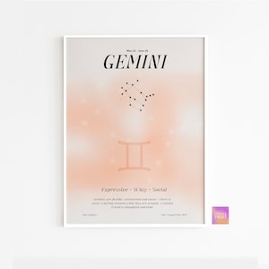 Gemini Zodiac Aura Gradient Poster Digital Download Wall Art Print ...