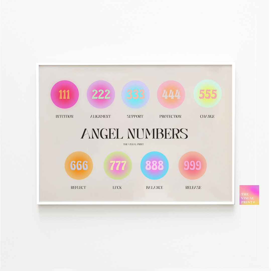 Landscape Angel Number Aura Collection Set Hot Pink Retro Gradient ...