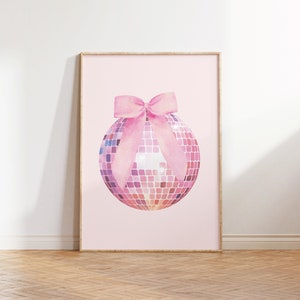 Set of 6 Coquette Light Blue Bows Disco Ball Trendy Printable Gallery ...