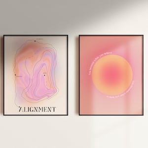 Set of 2 Alignment Printable Posters, Angel Energy Manifestation Trendy ...