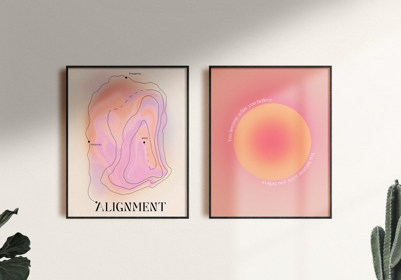 Set of 2 Alignment Printable Posters, Angel Energy Manifestation Trendy ...