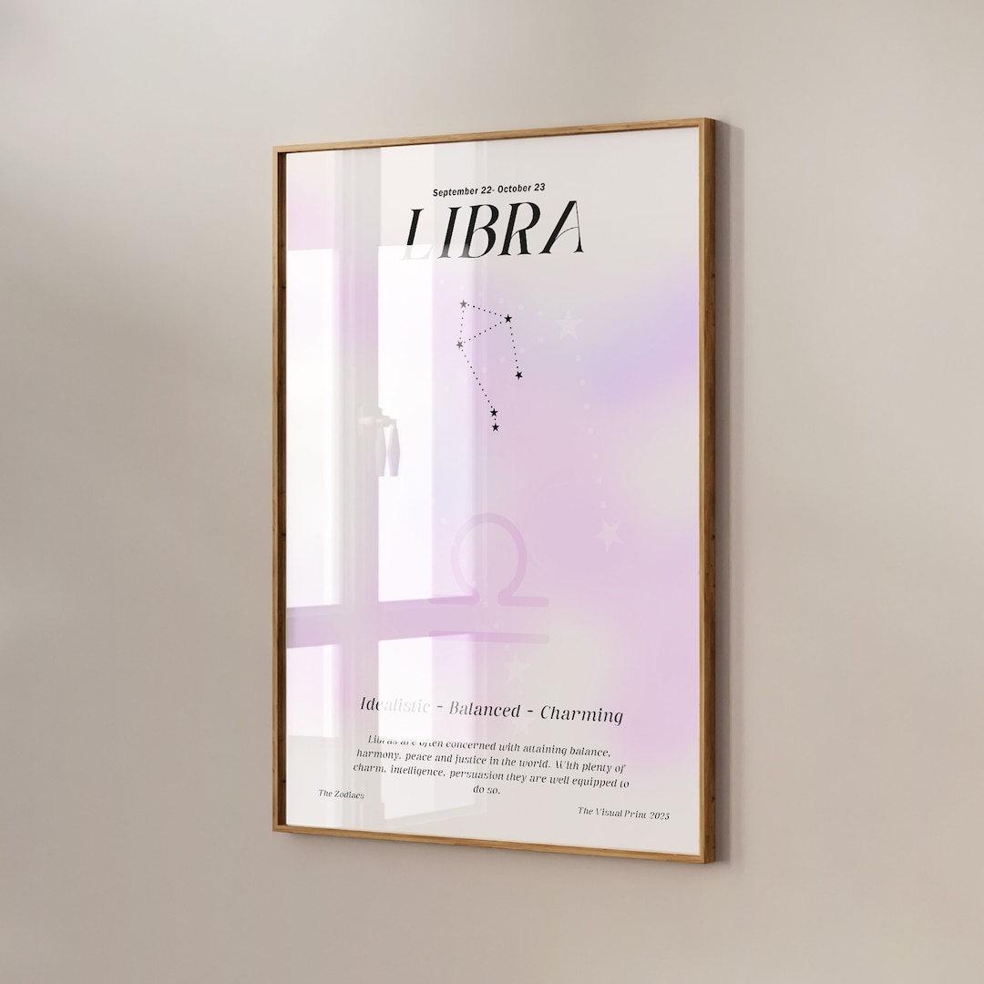 Libra Zodiac Aura Gradient Poster Digital Download Wall Art Print ...