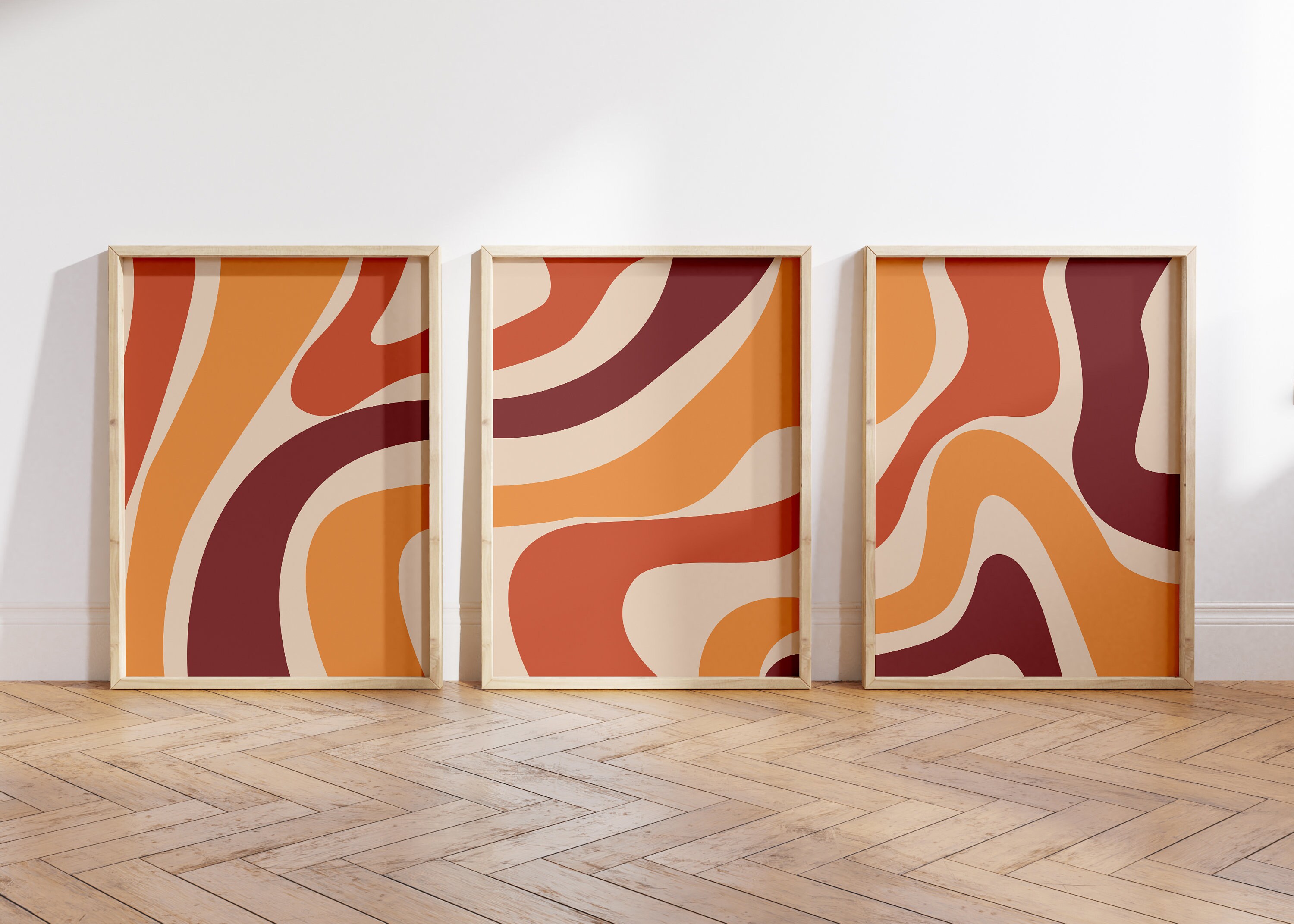 Set of 3 Groovy Retro 70's Wavy Swirl Dorm Aesthetic Wall - Etsy