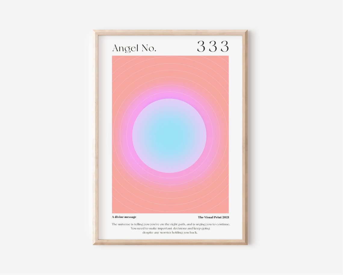 Original Angel Numbers Set 111,222,333 Poster Wall Art Print, Gradient ...