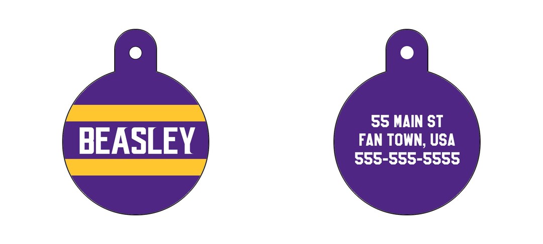 Custom Minnesota Vikings Themed Double-sided Pet ID Tag Round purple - Etsy
