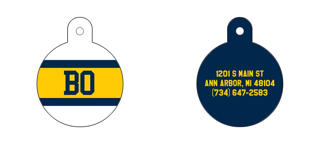 Custom Michigan Wolverines Themed Double-sided Pet ID Tag (white) - Etsy