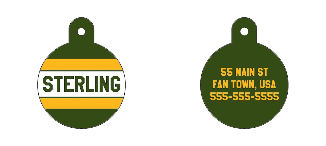Custom Green Bay Packers Themed Double-sided Pet ID Tag Round green - Etsy