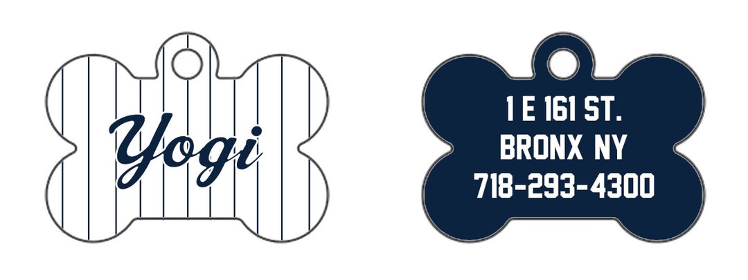 Custom New York Yankees Themed Double-sided Dog ID Tag - Mini Bone ...