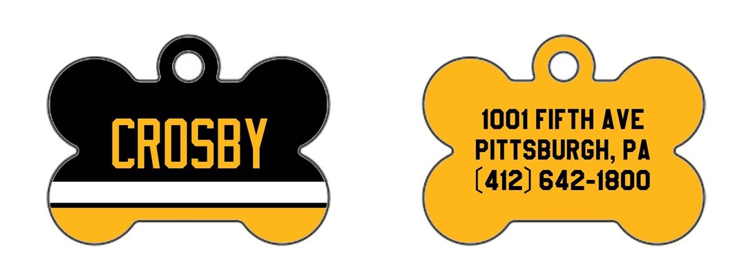 Custom Pittsburgh Penguins Themed Double-sided Dog ID Tag - Mini Bone ...