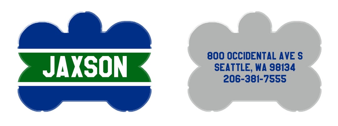Custom Seattle Seahawks Themed Double-sided Dog ID Tag - Mini Bone ...