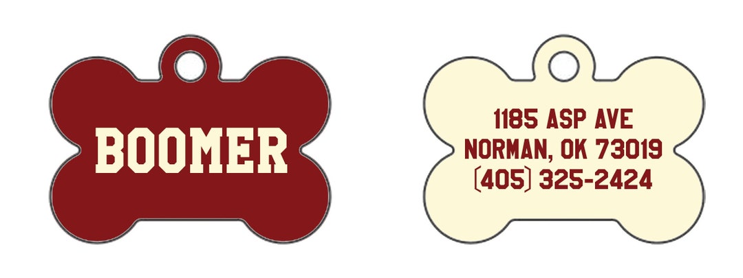 Custom Oklahoma Sooners Themed Double-sided Dog ID Tag - Mini Bone ...