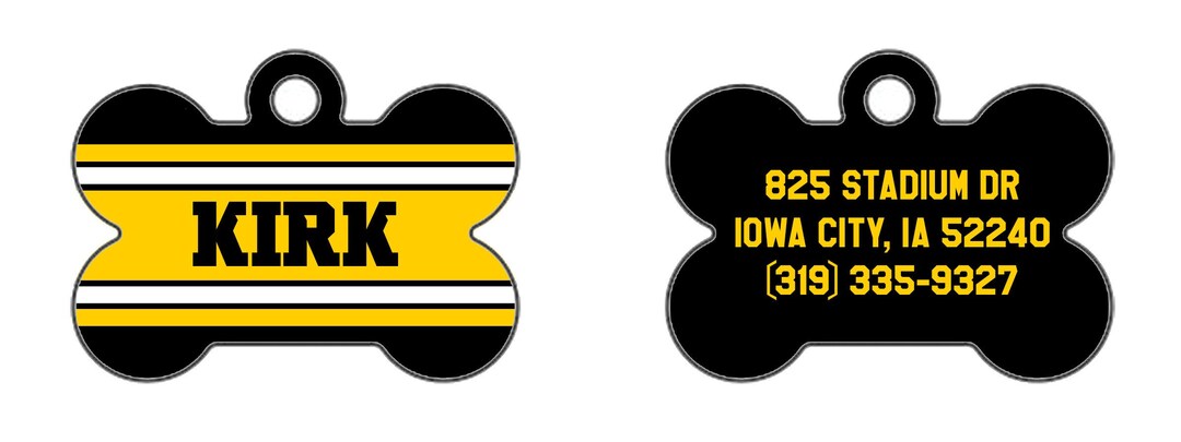 Custom Iowa Hawkeyes Themed Double-sided Dog ID Tag - Mini Bone (black ...