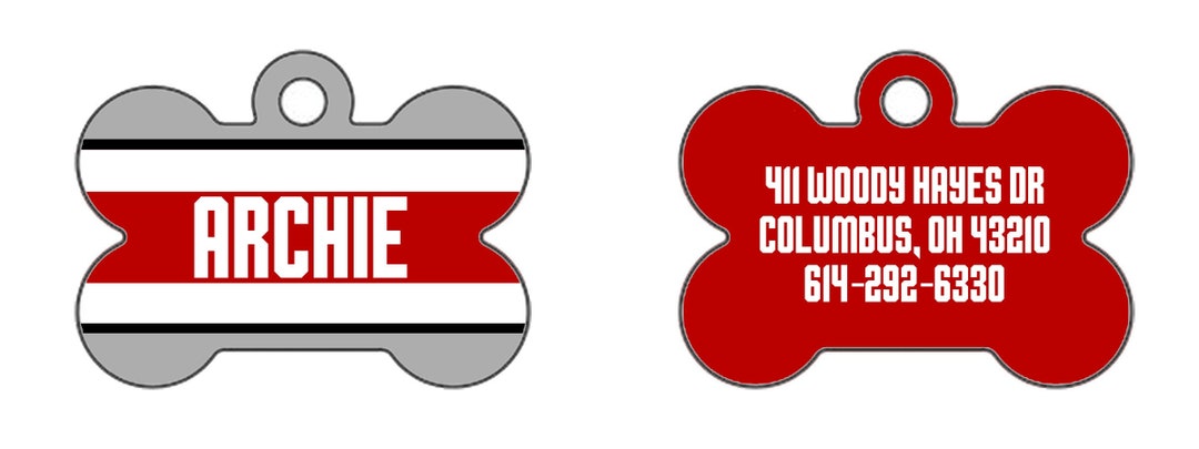 Custom Ohio State Buckeyes Themed Double-sided Dog ID Tag - Mini Bone ...
