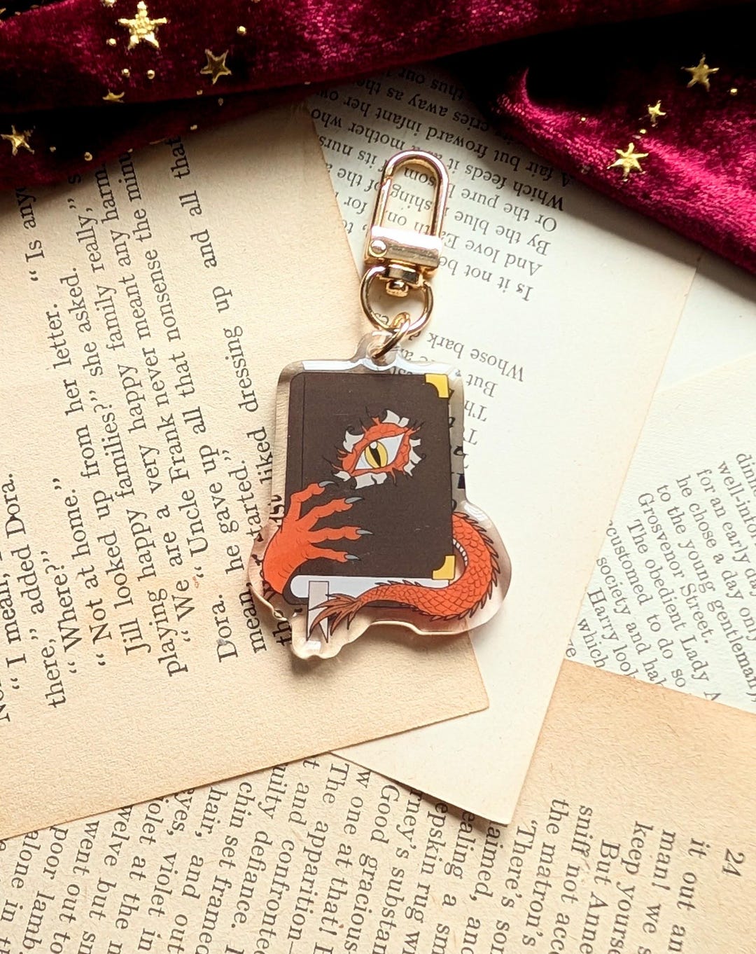 Dragon Eye Book Keychain – Fantasy Acrylic Charm | Grimoire Keychain ...