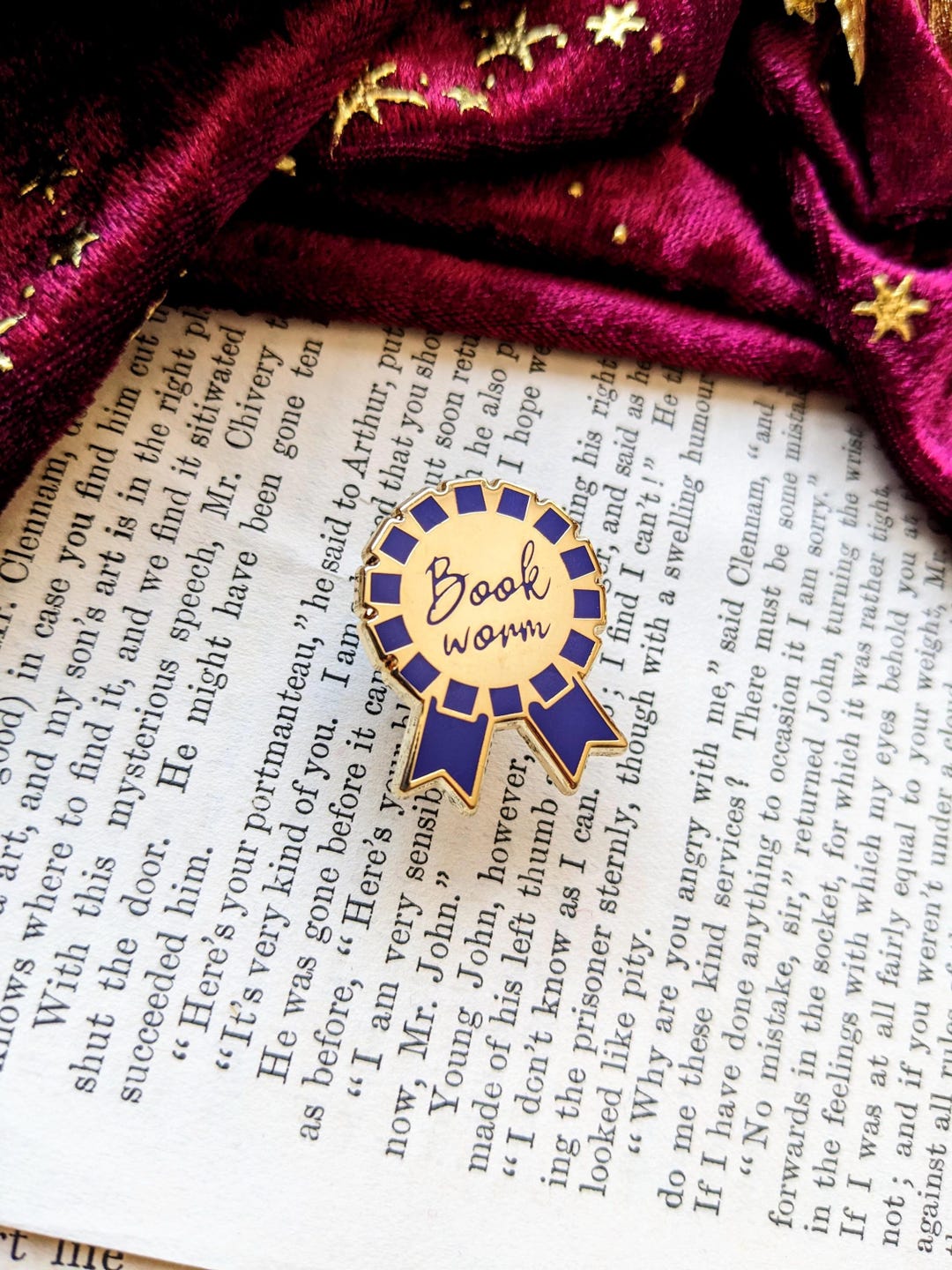 Book Worm Rosette Hard Enamel Pin / Gold Plated Bookish Pin, Gift for ...