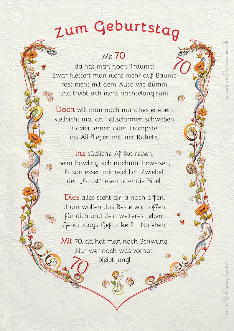 Kurzes Gedicht Zum 70 Geburtstag