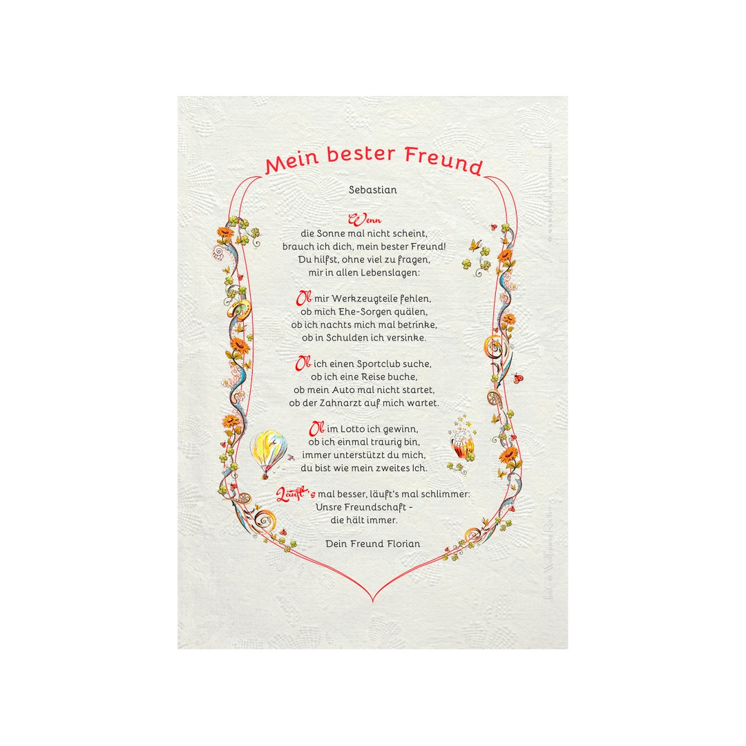 Gift Certificate My Best Friend, Drawing With Humorous Poem, Picture ...