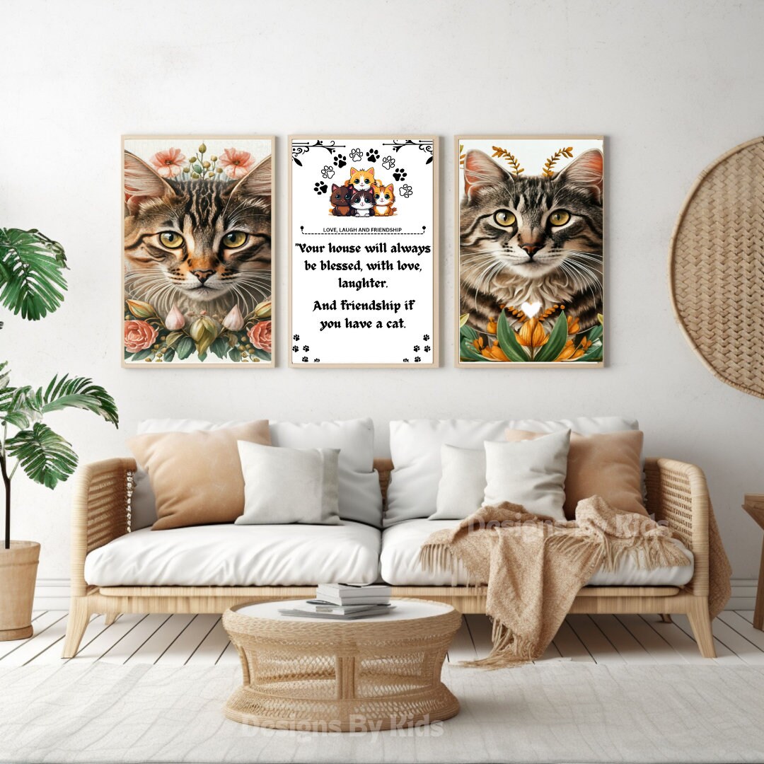Cat Lover Wallart, Cute Catful Wallart, Printable Cat Wallart, Cat ...
