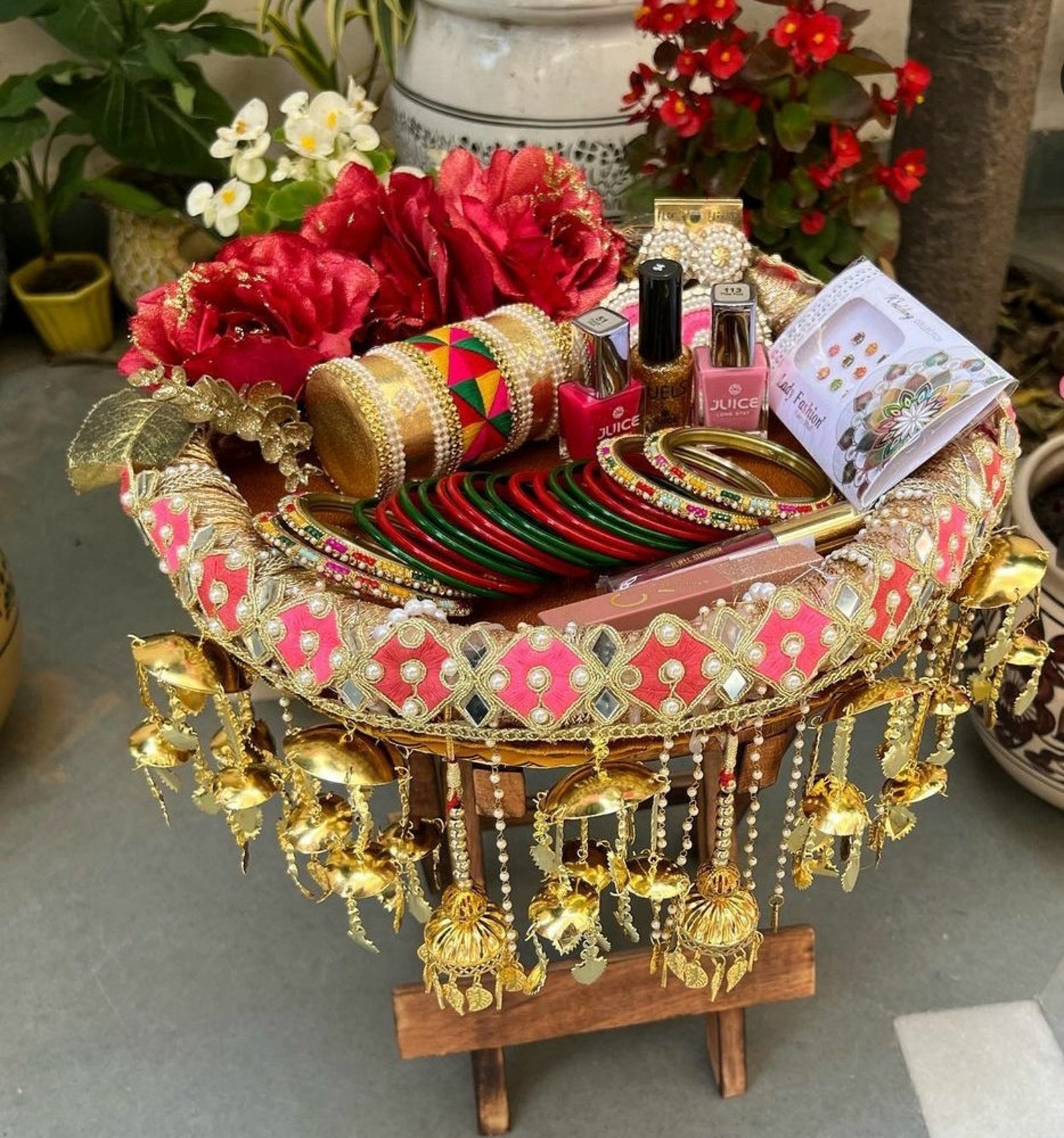 Shagun Hamper Tray Trousseau Bridal Set With Kalira Indian Pakistani ...