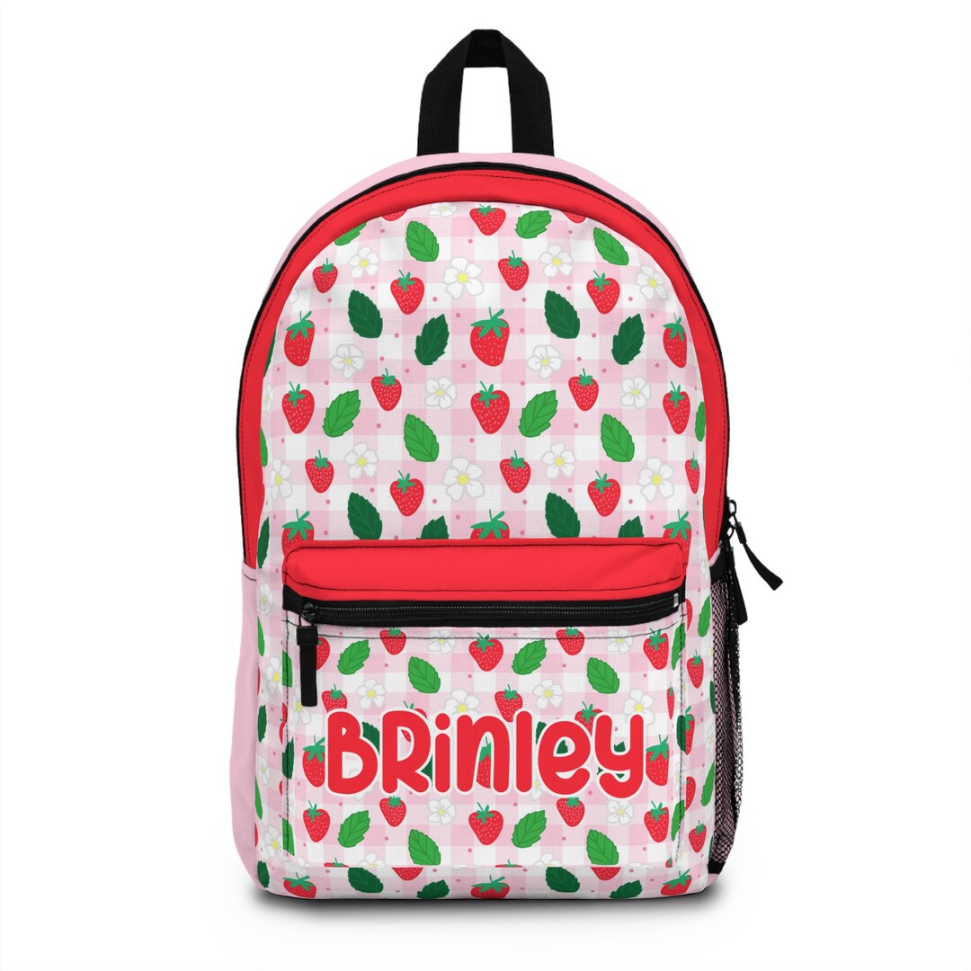 Custom Strawberries Kid Backpack Personalized School Bag Girl School ...