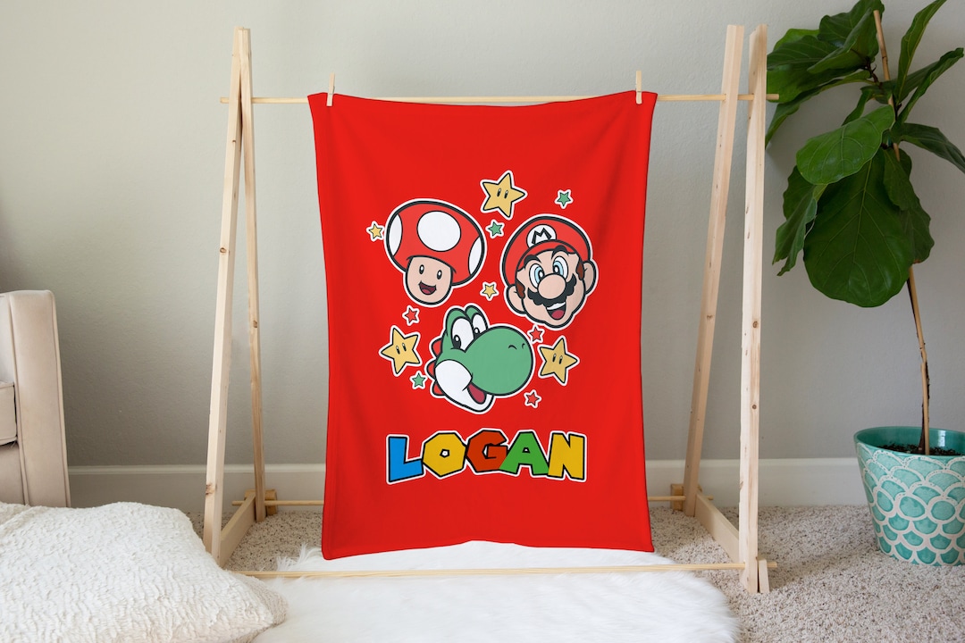 Mario Custom Blanket Super Mario Gifts Mario Birthday Mario Blanket ...