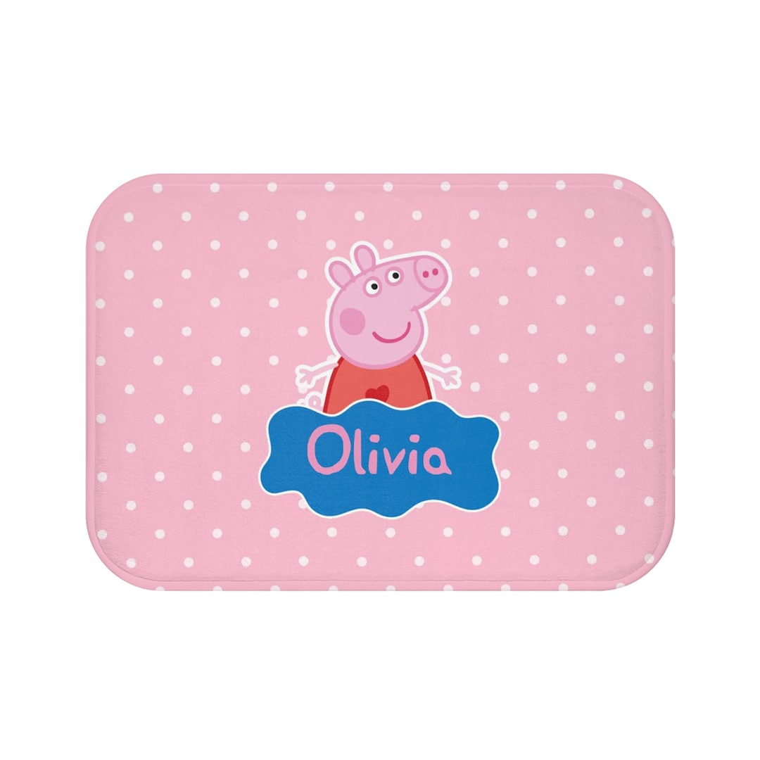 Kids Bath Mat Girls Bath Mat Personalized Bath Mat Bath Decor Peppa Pig ...