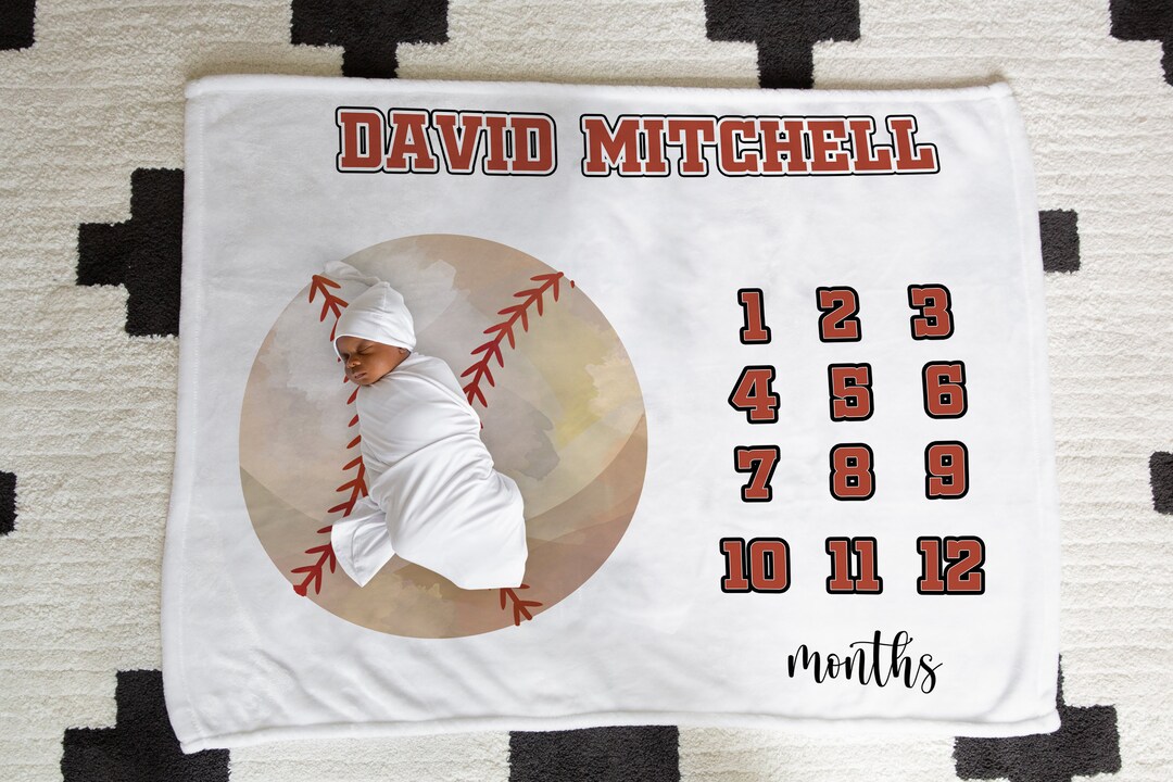 Baseball Custom Milestone Blanket Personalized Baby Name Blanket Custom ...