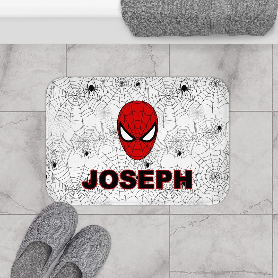 Custom Spiderman Bath Mat Personalized Bath Mat Spiderman Bath Decor ...