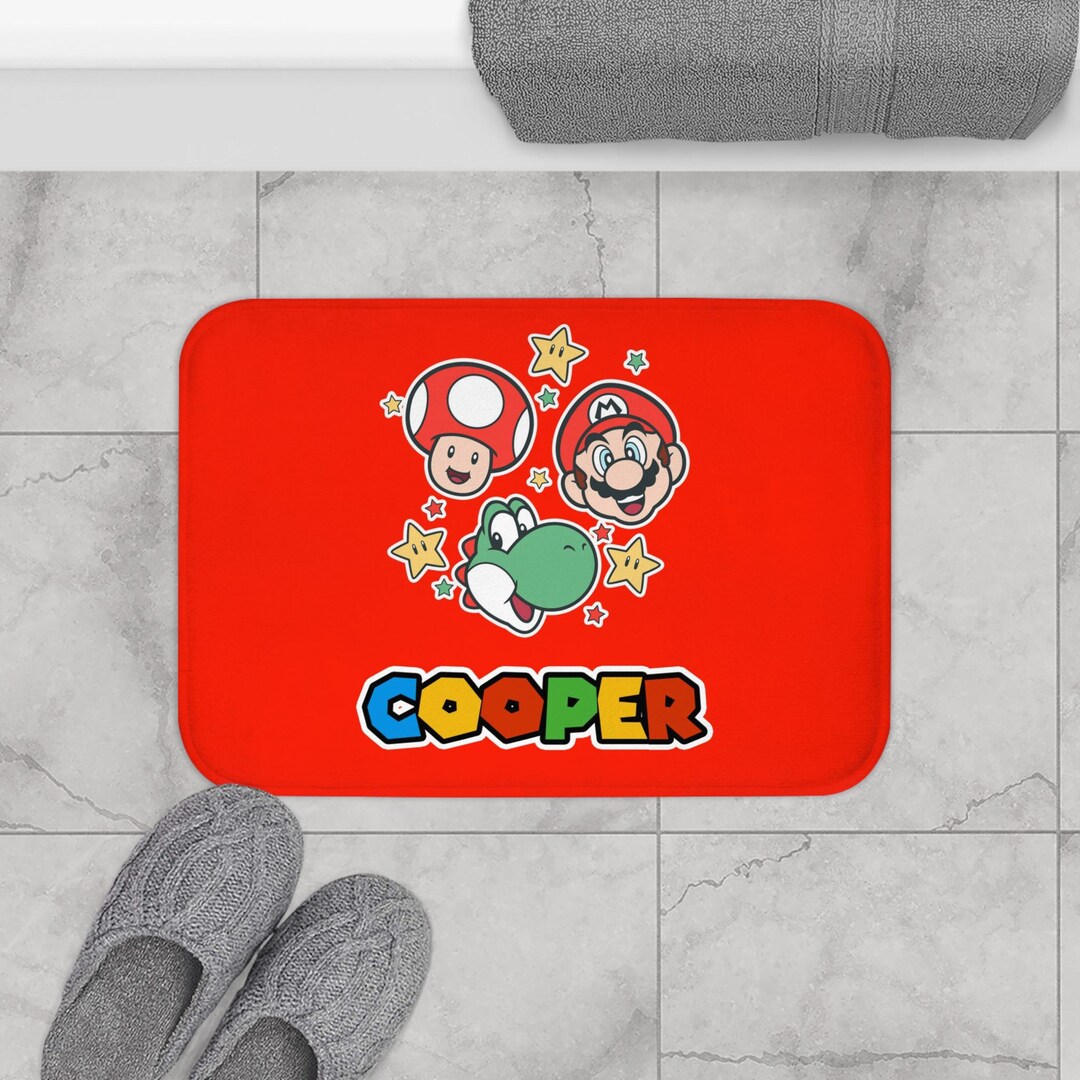 Custom Mario Bath Mat Personalized Bath Mat Mario Bath Decor Mario ...