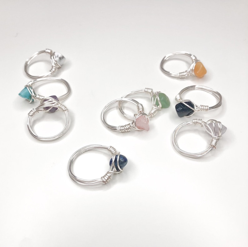 Gemstone Wire Rings Silver - Etsy
