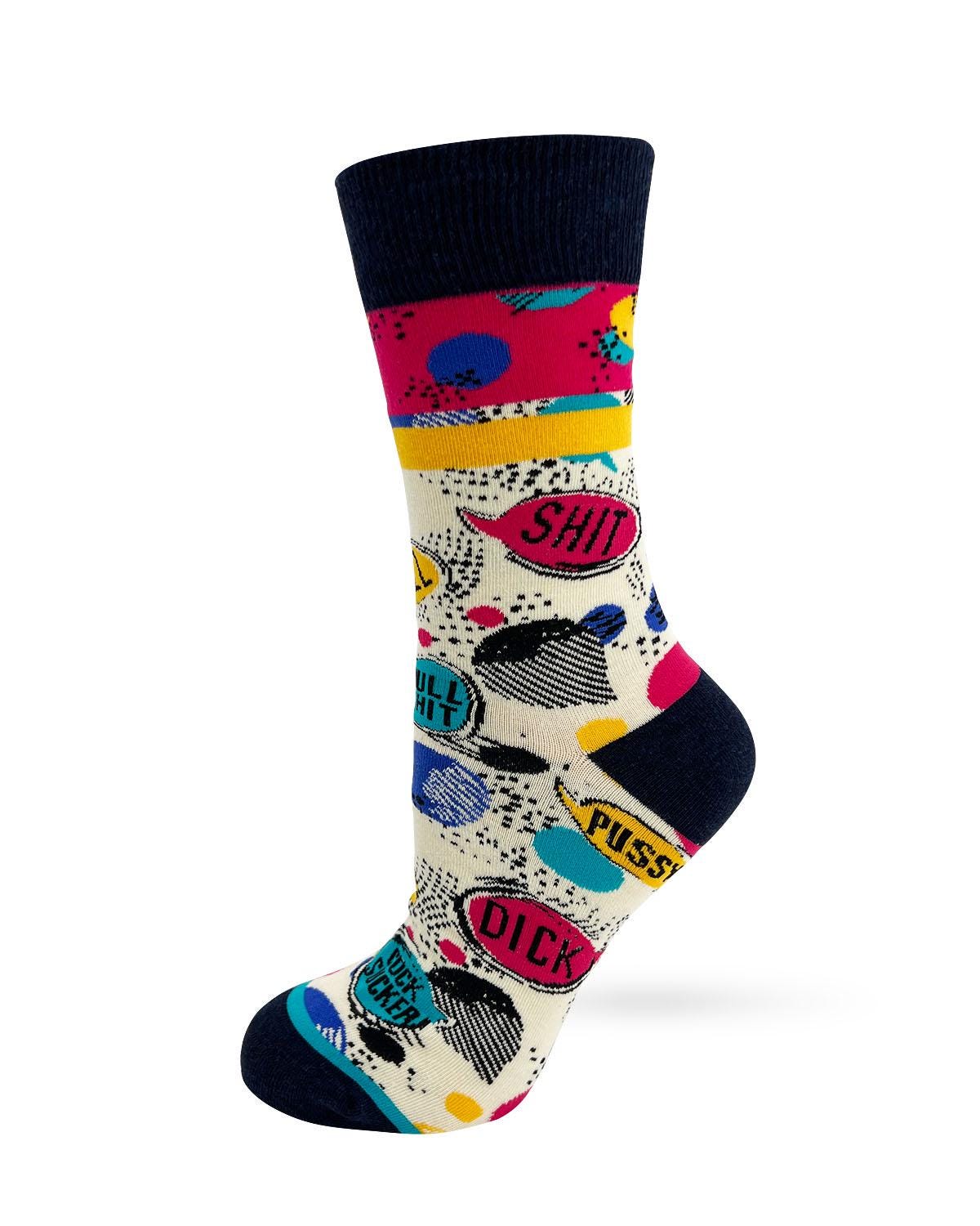 Swearing Always Helps Funny Women's Crew Novelty Socks With Dirty Words ...