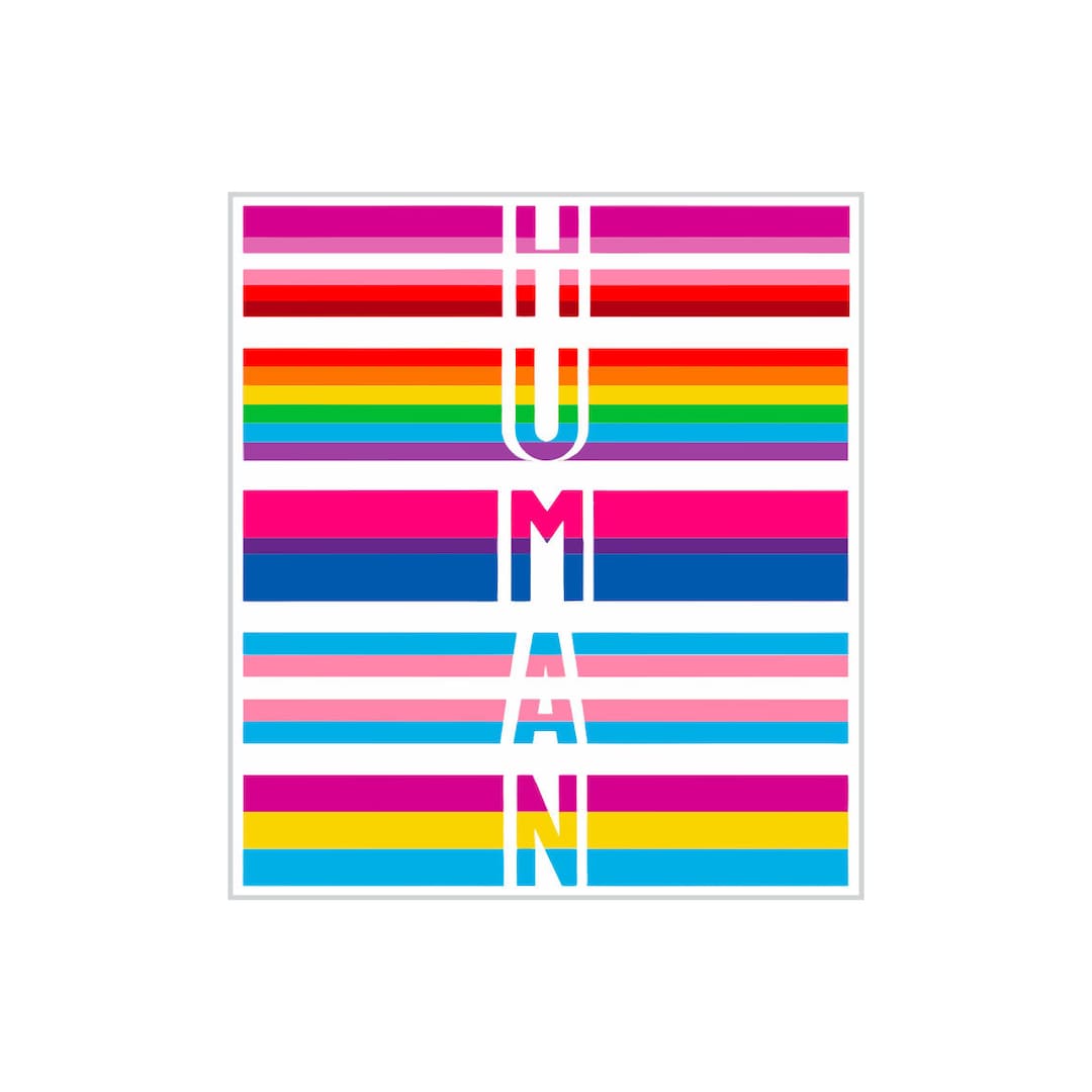 Human in Gay Pride Flags Sticker, Gay Pride Month, Retro Rainbow ...