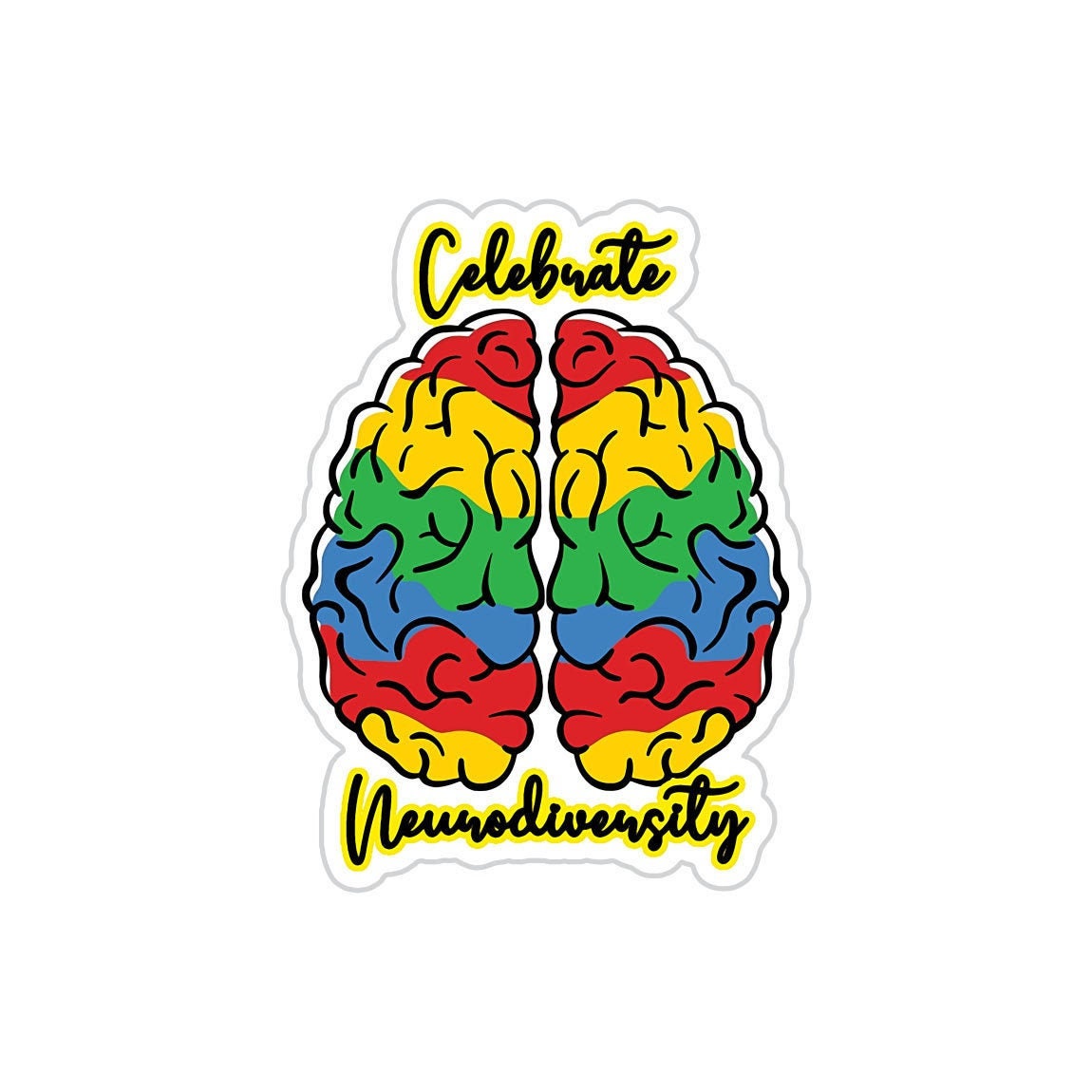 Celebrate Neurodiversity Autism Brain Sticker Waterproof | Etsy