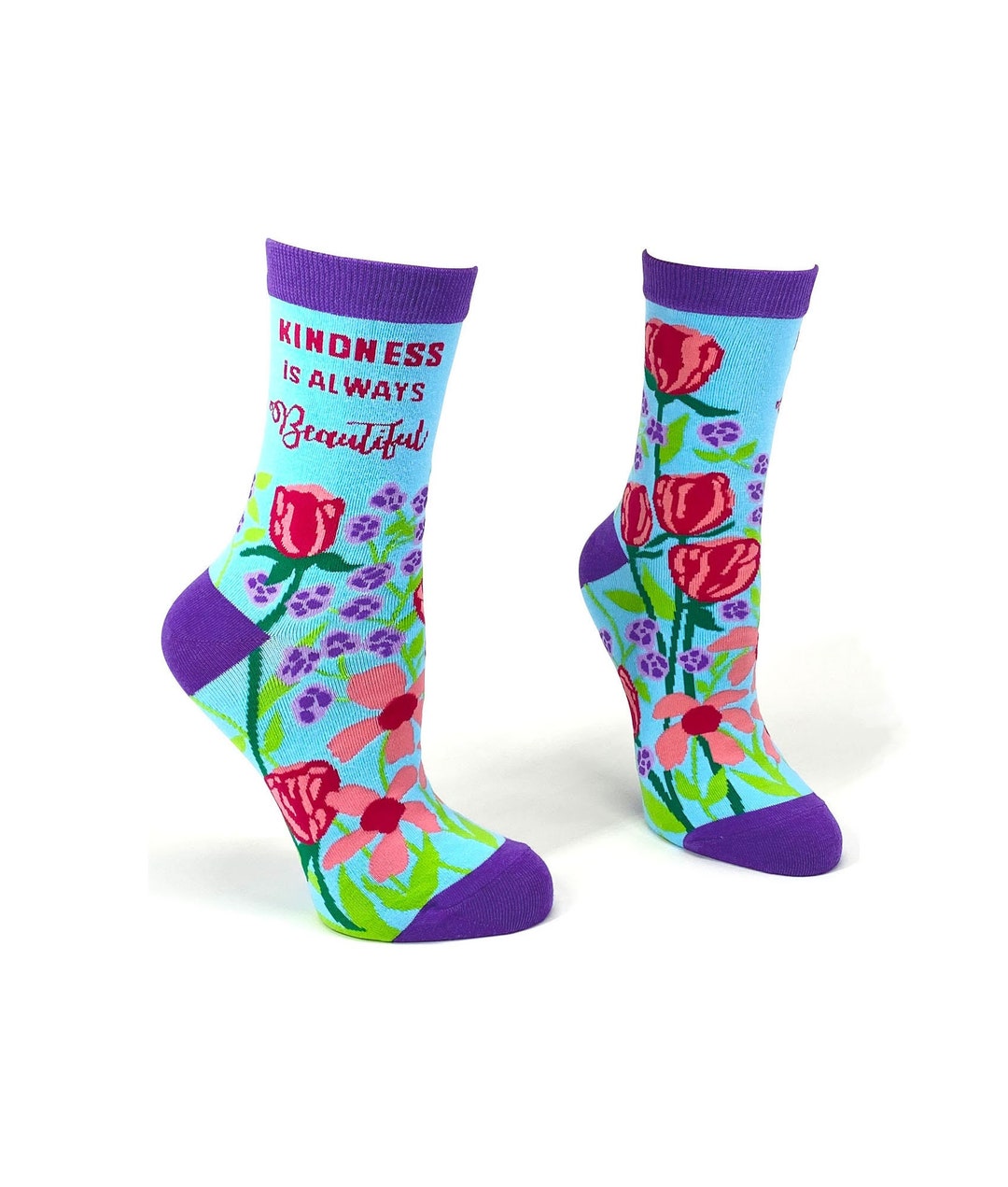 Kindness is Always Beautiful Women's Novelty Crew Socks | Inspirational ...