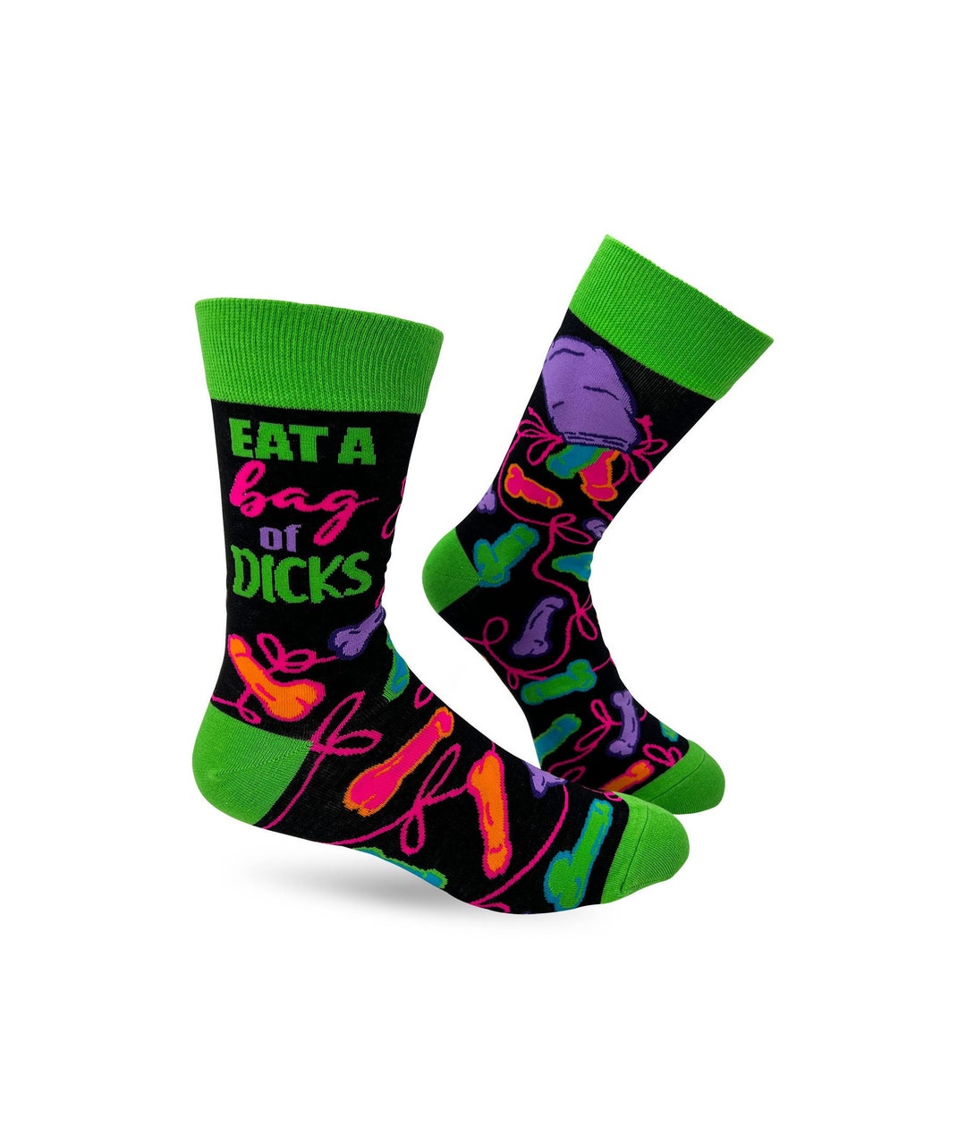 Eat A Bag of Dicks Men's Novelty Crew Socks Swear Word Socks Funny ...