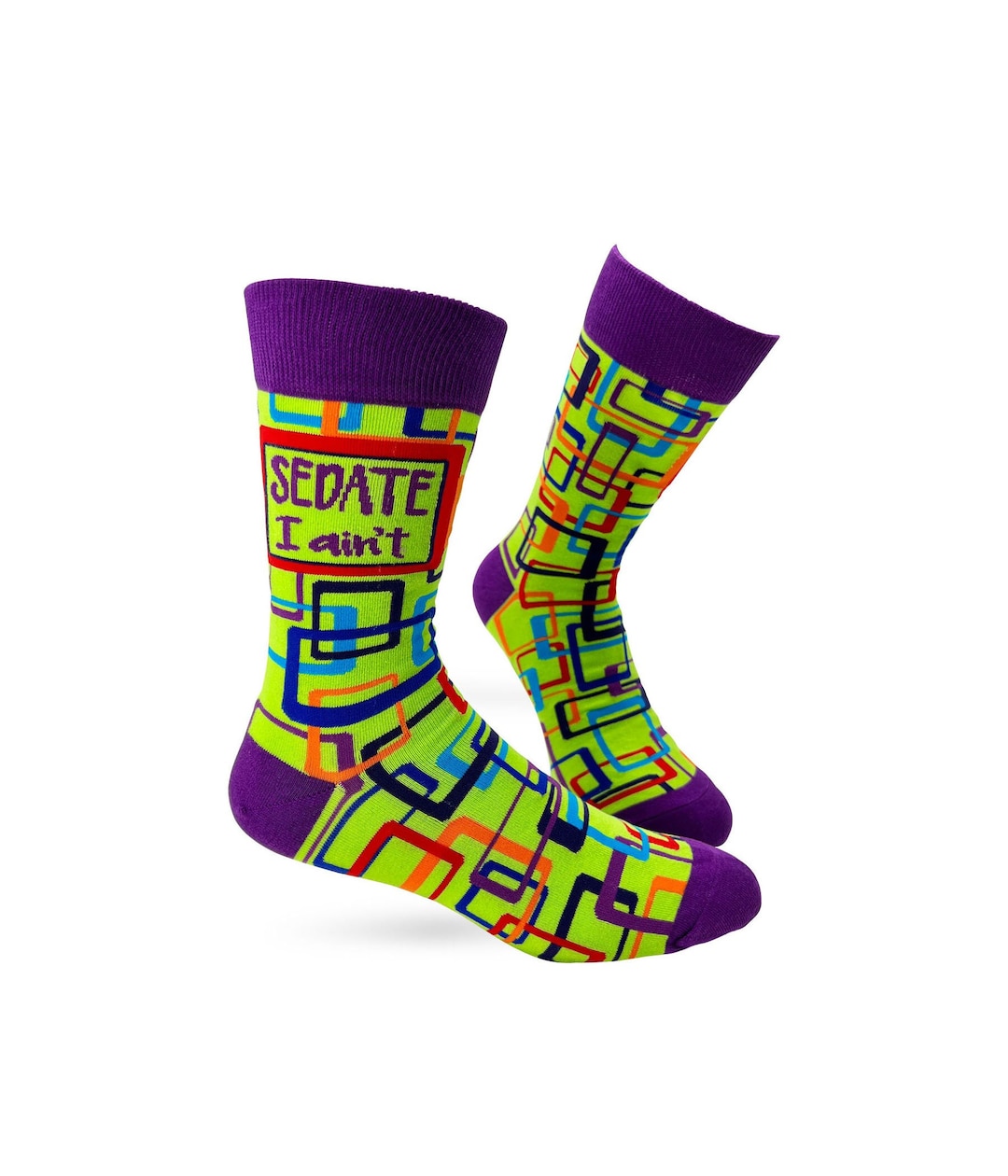 Sedate I Ain't Men's Novelty Crew Socks | Funny Phrases Socks for Men ...