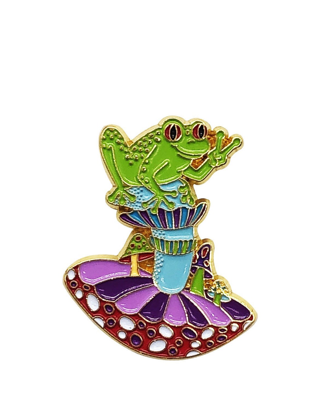 Frog With Trippy Mushroom Soft Enamel Pin Funny Enamel Pin Mushroom ...