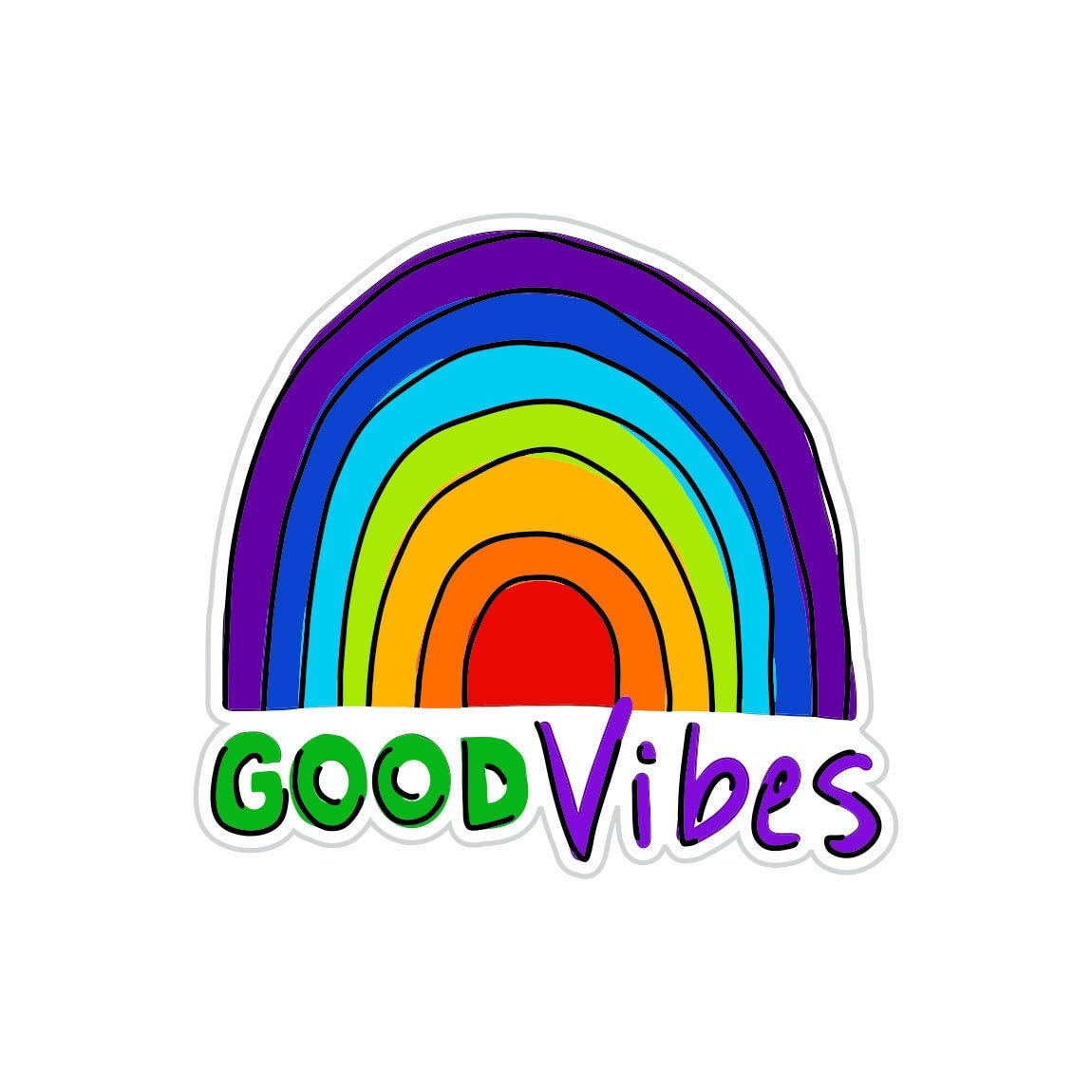 Groovy Good Vibes Rainbow Sticker Waterproof Sticker for - Etsy UK
