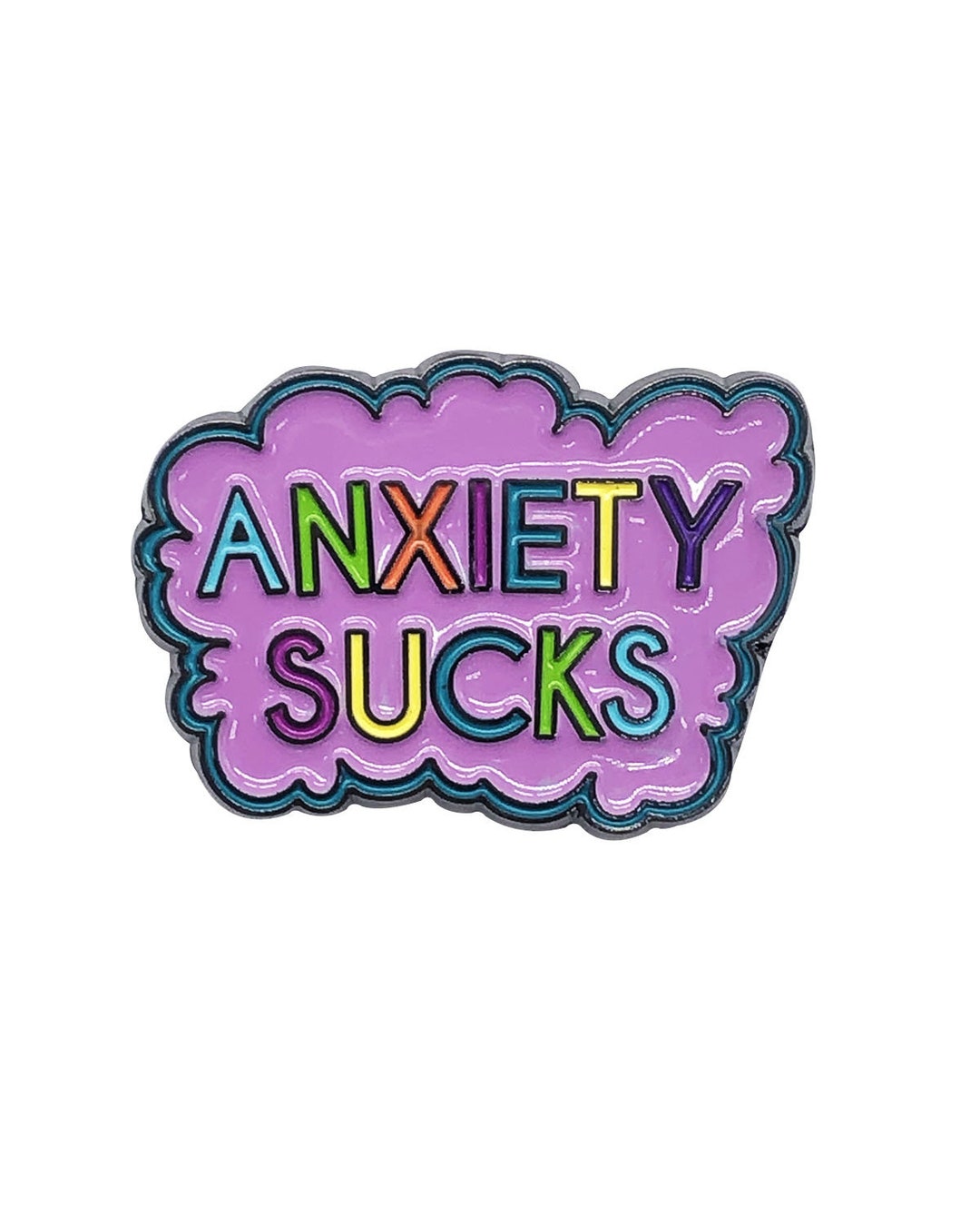 Anxiety Sucks Colorful Enamel Pin With Metal Frame | Funny Enamel Pin ...