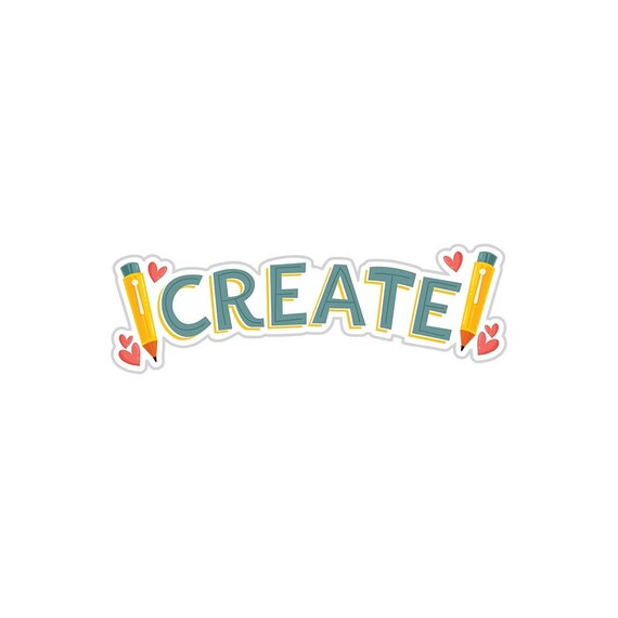 Create Sticker Pencils and Hearts Waterproof Sticker for - Etsy